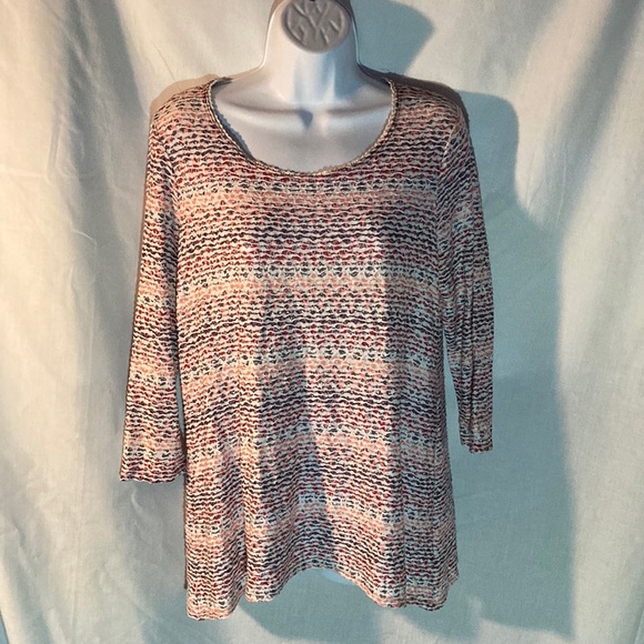 Kim Rogers | Tops | 2 Kim Rogers Multicolor Striped Texture Knit Top M ...